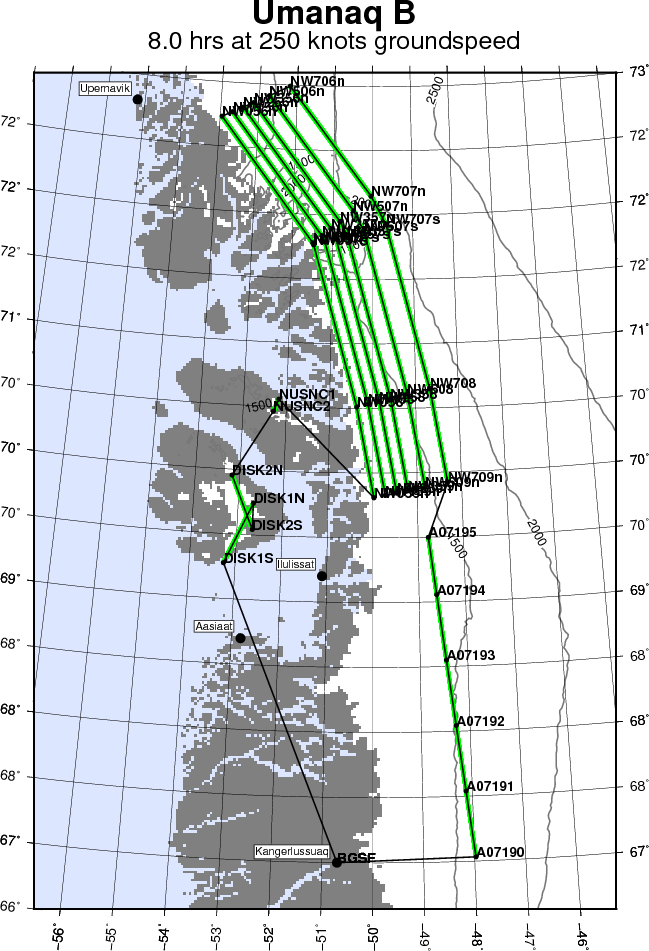 Map of today's flight. | ESD Publications